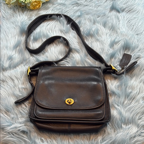 Coach | Bags | Coach Vintage Rambler Legacy Black Leather Crossbody ...